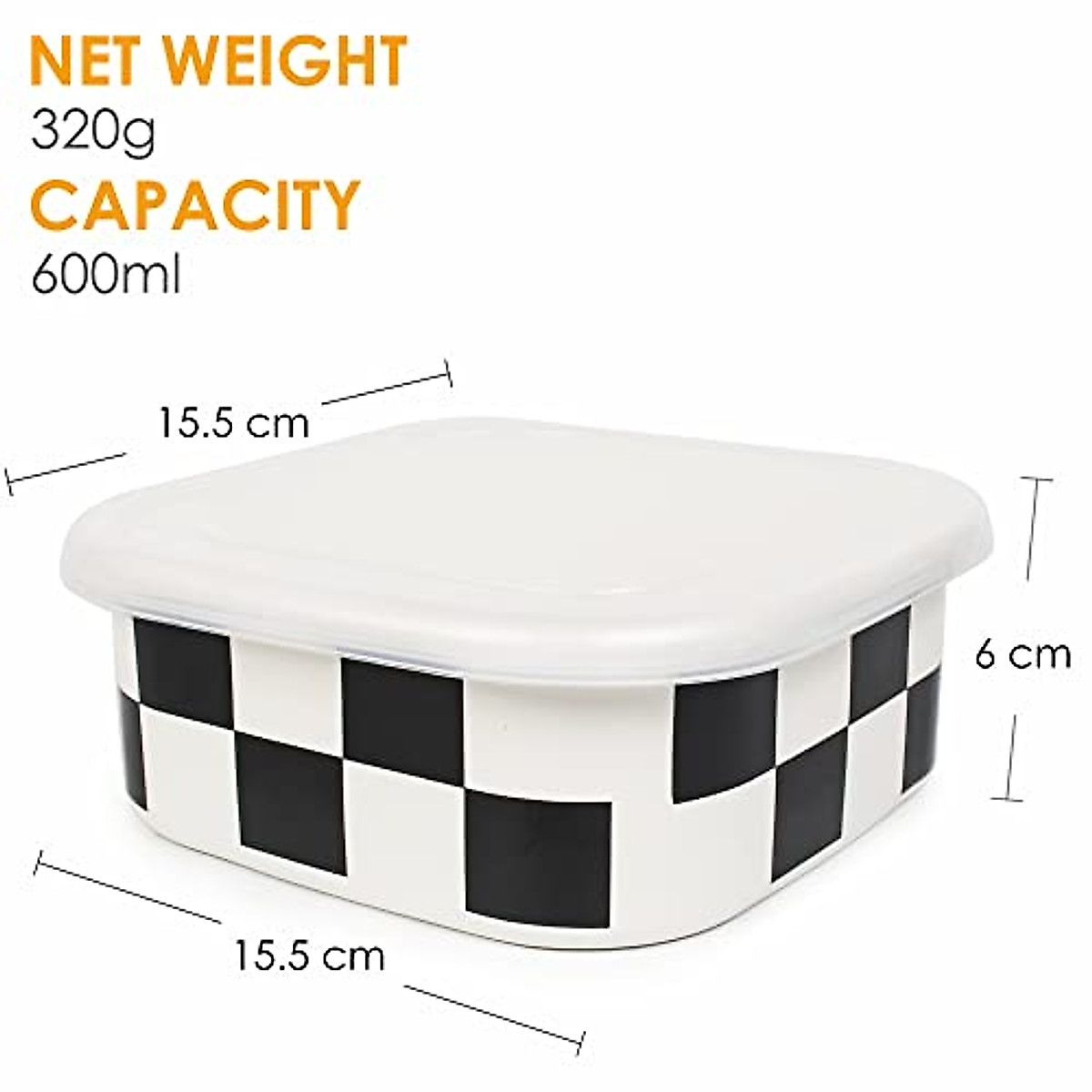 Enamel on Steel Food Storage Container with Lid (0.6, Square, 1, OLYTARU-Container-001)