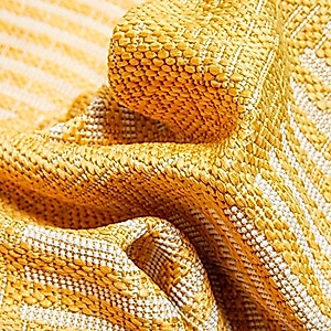 Well Woven Medusa Stria 7'10" x 9'10" Yellow Stripes Indoor/Outdoor Flat-Weave Area Rug