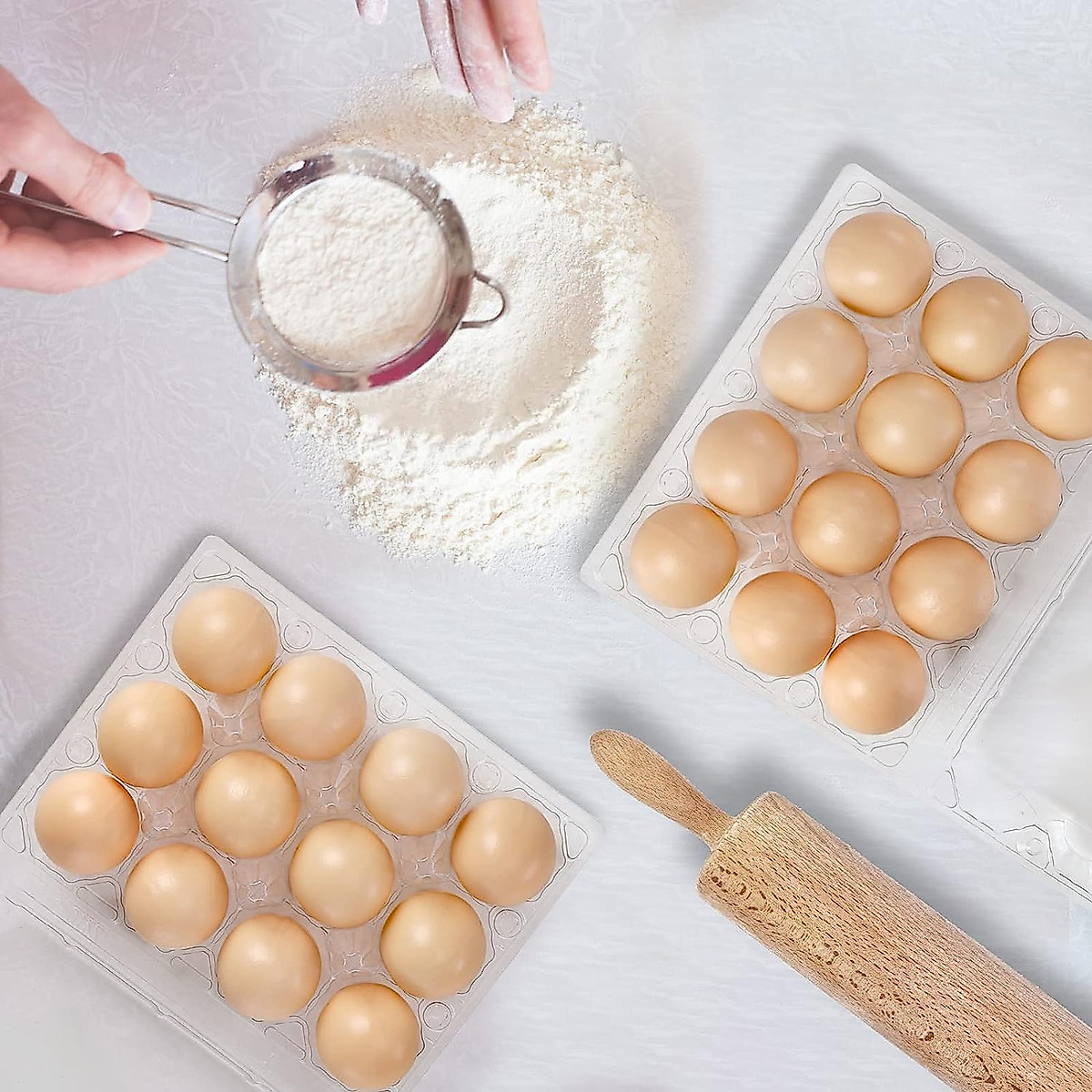 Youeon 60 Pack Plastic Egg Cartons 12 Count, Clear Egg Cartons for Chicken Eggs 3x4 Grid, Reusable Egg Cartons Bulk Perfect for Family, Farm, Markets, Display, Camping -Medium