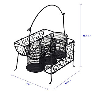 Gourmet Basics by Mikasa Farmer's Market Picnic Hostess Storage Flatware Caddy, 14-Inch, Black