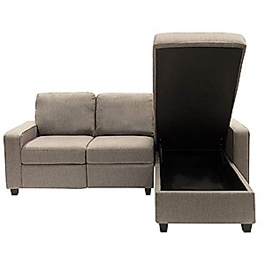 Serta Palisades Reclining Sectional Sofa with Right Chaise, Small Couch with Built-In Storage, Low-Maintenance & Family-Friendly Fabric, Oatmeal