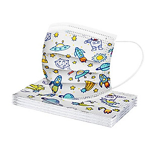 Kids Face Bandanas 50PCS - Disposable - 3Ply Ear Loop, No Washable, Breathable and Anti-Haze Dust, for Kids