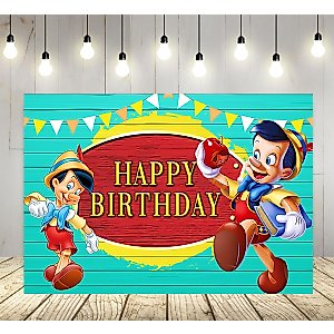 Pinocchio Backdrop for Birthday Party Supplies Wood Photo Backgrounds Pinocchio Birthday Theme Baby Shower Banner 59x38in