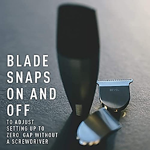 Bevel Beard Trimmer for Men - Cordless Trimmer, 6 Hour Rechargeable Battery Life, Tool Free Adjustable Zero Gapped Blade, Barber Supplies, Mustache Trimmer, Silver