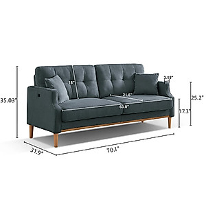 ChicFurnit Couch, Love Seat Sofa Couch, Comfy Couch with Waterproof Fabric, 3 Seater Small Couches with USB Charge Port, Sofa Bed Couch for Living Room, Dark Blue