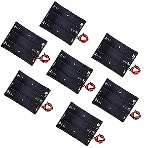 DORHEA 7PCS 18650 Battery Holder Bundle with Wire 18650 Battery Holder Case 3.7V, 3 Slot DIY Battery Storage Boxes, 3 Slot Black Plastic Batteries Case for 18650 Battery