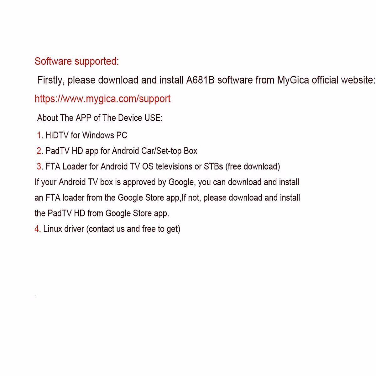 Mygica A681B USB 2.0 TV Tuner Card, ATSC HD Digital External HDTV Tuner Stick Dongle Adapter for Window, Linux, for PC Computer Laptop