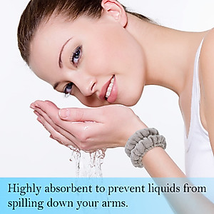 Xieklpwy 4 Pairs Wristbands for Washing Face, Microfiber Wrist Spa Washband Wrist Towels for Washing Face, Wrist Sweatband for Women Girls Prevent Liquid from Spilling (Color A)