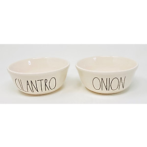 Rae Dunn CILANTRO and ONION Glossy Off White Extra Small Bowls
