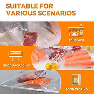 [2024 New] 8" x 50' 3 Rolls, Vacuum Sealer Rolls Bags for Food, Great for Food Storage, Sous Vide and Meal Prep, Wevac Lite