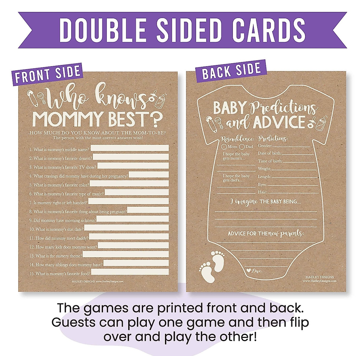 50 Rustic Who Knows Mommy Best, Baby Prediction and Advice Cards etc, 25 Guess How Many Cards - 6 Double Sided Cards Baby Shower Games Funny, How Many Kisses Game Baby Shower Decorations