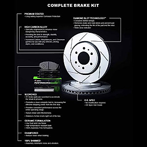 R1 Concepts Front Brakes and Rotors Kit |Front Brake Pads| Brake Rotors and Pads| Performance Sport Brake Pads and Rotors|fits 2002-2011 Acura CSX, RSX; Honda Civic