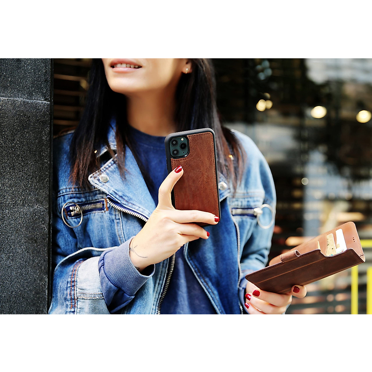 VENOULT Vintage Leather Compatible with iPhone 14 Pro MAX Wallet Case, 14 Pro / 14 Plus Genuine Leather Magnetic Detachable, Wireless Charge and Car Mount Compatible, HANDMADE