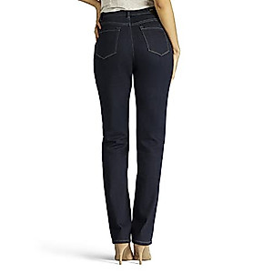 Lee Women's Instantly Slims Classic Relaxed Fit Monroe Straight Leg Jean, Heritage Blue, 8 Short Petite