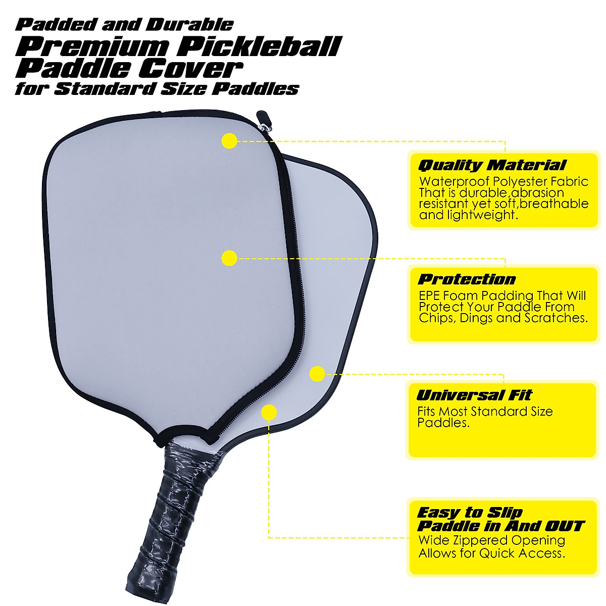 DUNHUANG American Flag Padded Pickleballs Protection Paddles Cover Personalized Cover Paddles Case Rackets Cover Holder Sleeve Case Protector, Fits Most Paddles, Rackets,№126