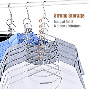 DTICON Hangers Space Saving, Metal Chain Clothes Hanger Organizer with 8 Slots, Magic Foldable Multiple Hangers in One, Collapsible Vertical Space Saver Hangers for Closet Organizer (Pack of 6)