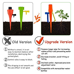 【Upgrade】Plant Self Watering Spikes,Universal Self Watering Devices by Slow Release Control Valve Switch Control Water Flow,Plant System Suitable for Most Bottle,Automatic Vacation Drip Irrigation