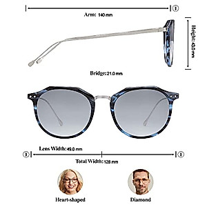 ZENNI Blokz Blue Light Blocking Sunglasses UV Filters Reduce Eyestrain, Round Azurite Mixed Materials Frame for Women Men