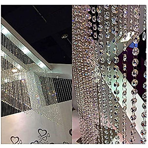 JIAKAI 16.5 Feet Hanging Clear 14mm Daimond Acrylic Crystal Garland for Manzanita Tree Centerpiece, Chandelier Bead Lamp Chain, Christmas/Wedding Party Decoration and DIY Craft Jewelry Decoration