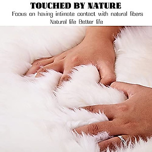 LLB Genuine Sheepskin Rug,Luxury Fluffy Bedroom Rugs,Area Rug Indoor,Real Wool Fur Rug,Sofa Rug Chair Cover Carpet for Living Room,Nursery Rug,Fuzzy Plush Rug for Dorm (Ivory White,2 x 6 ft Sheepskin)