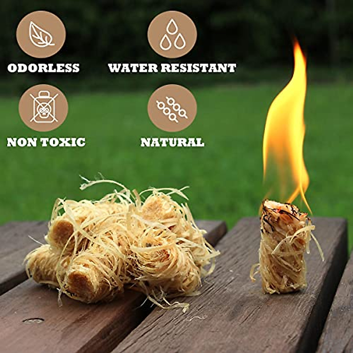 70 PCS Natural Fire Starter for BBQ Grill Fireplace Wood Stove Camp Fire Pit, Non Toxic Grill Charcoal Starter Cubes, Quick Light Camping Fire Lighter, Super Fast Lighting