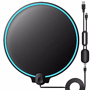 TV Antenna, Indoor Digital HDTV Television Antenna Freeview 4K 1080P HD VHF UHF for Local Channels 130 Miles with Amplifier Support All TV 16.5 feet Cable