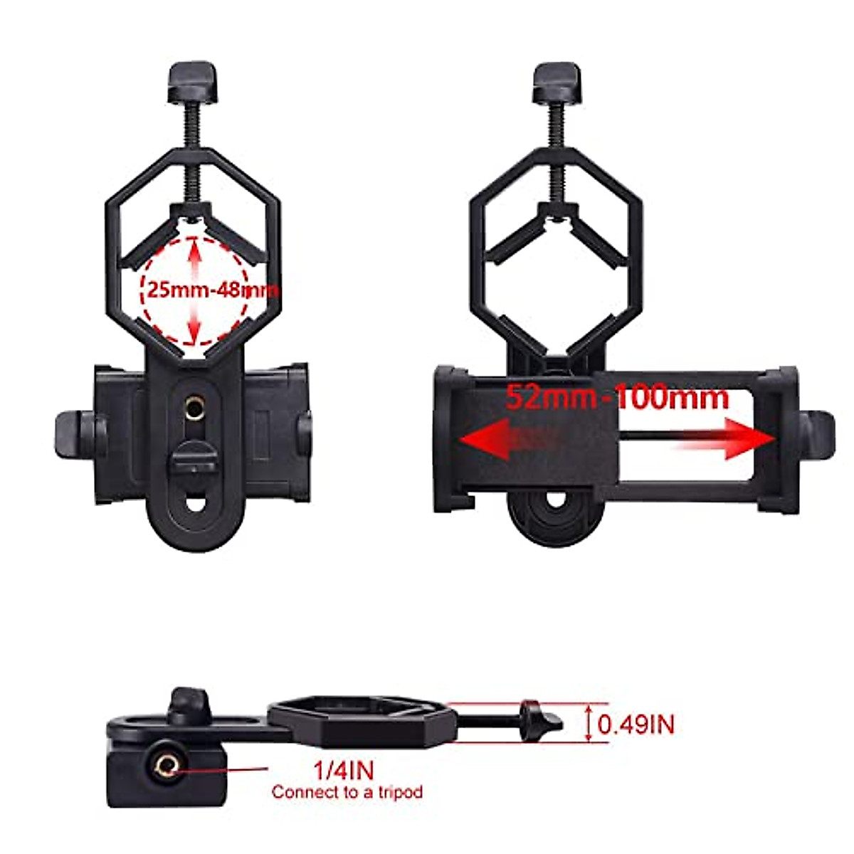 SVBONY Universal Cell Phone Adapter Mount Telescope Phone Mount for Binocular Monocular Spotting Scope Telescope Support Eyepiece Diameter 25 to 48mm
