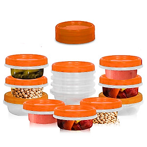 [Orange - 12 Pk] Airtight Deli Containers with Lids Twist Lock Top Clear Food Storage for Meal Prep Snacks and Leftovers Freezer and Microwave Safe Stackable Leak-Resistant and 12 Pc. Set (8 Ounce)