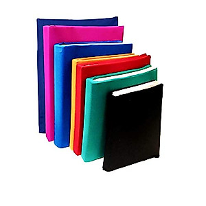 Stretchable Jumbo Book Covers 7 Pack Individual Colors Book Suits® fits Hardcover Textbooks up to 9.5" X 14" Durable Washable Reusable Extras Labels and Ruler