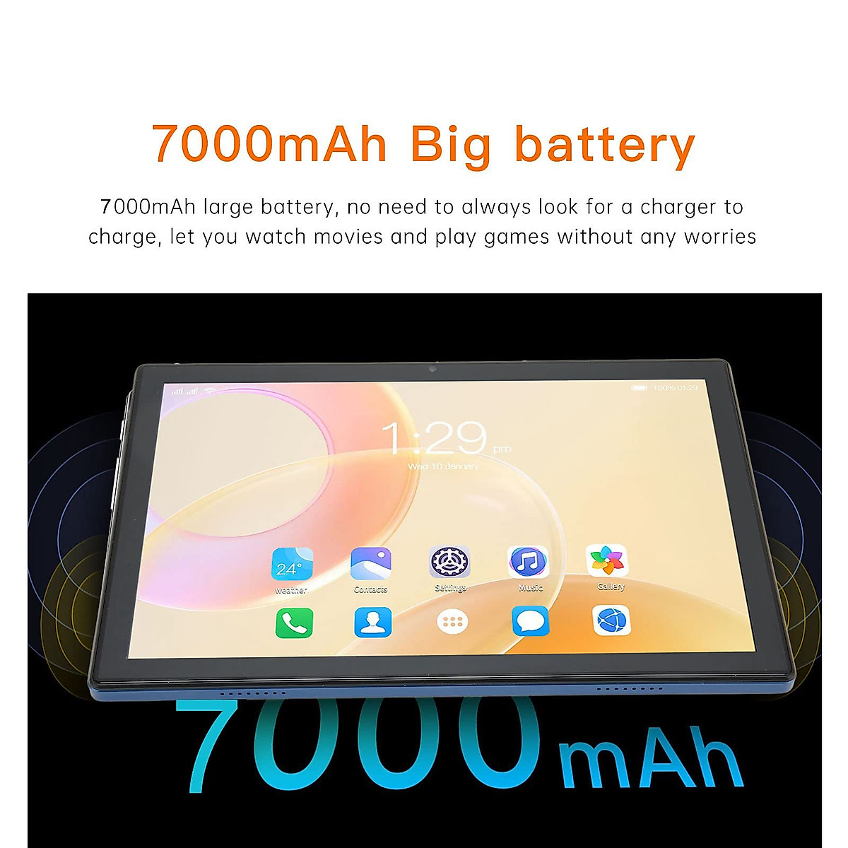 Zyyini 5G WiFi 10 Inch Tablet for Android 11, 6GB RAM 256GB ROM Octa Core CPU,Dual Camera 2 Card Slots 7000mAh,for Daily Entertainment and Travel(Blue)