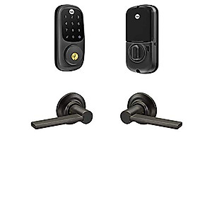 Yale Security Assure Lock Touchscreen with Z-Wave with Ridgefield Handleset - Works with Ring Alarm, Samsung SmartThings, Wink, ADT and More, Black