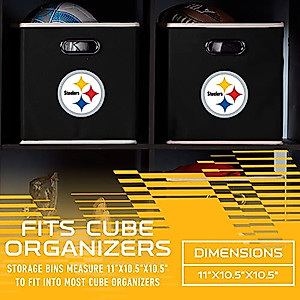 Franklin Sports NFL Pittsburgh Steelers Collapsible Storage Bin NFL Folding Cube Storage Container Fits Bin Organizers Fabric NFL Team Storage Cubes One Size