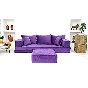 Purple Velvet Floor Seating, Velvet Sofa, Velvet Floor Sofa, Velvet Sectional Sofa, Velvet Floor Couches, Velvet Livingroom Sofas (Sofa + Ottoman)
