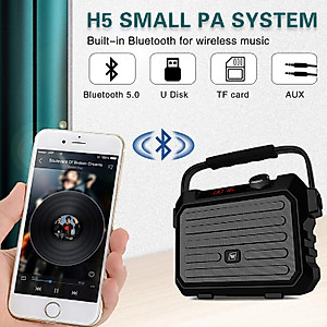 30W Voice Amplifier Wireless Microphone and Speaker Set Portable Handheld Mini Pa System for Teachers, Classroom, Rechargeable Bluetooth 5.0 Pa Speaker Supports Echo, FM, Recording, AUX, TF Card, USB