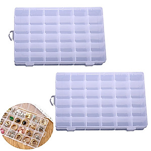 2pcs Plastic Organizer Container Box with Adjustable Dividers, 36 Grids Clear Plastic Parts Organizer Box Compartment Container for Bead, Nail, Jewelry, Art, DIY Crafts, Fishing Tackle, Small Items.