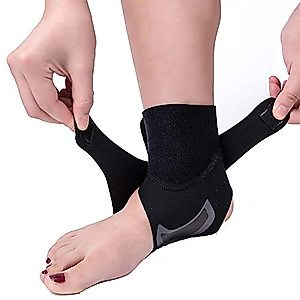 Manheat Ankle Support Brace Breathable Adjustable Compression Fitness Left+Right Ankle Braces Elastic Sprain Foot Sleeve Sports Ankle Strain Strap Plantar Fasciitis Achilles Tendonitis 1 Pair (Black)