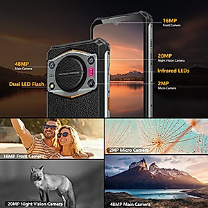 OUKITEL WP22 Rugged Smartphone Unlocked, 13+256GB Large Storage Helio P90 125db Large Speaker 10000mAh Battery 48MP+20MP Night Vision Camera 6.58" FHD Screen Android 13 IP68/IP69K 4G Dual Sim NFC OTG