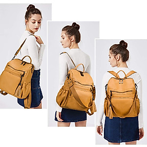 Roulens Women's Fashion Backpack Purses,Large Travel Backpack For Women Leather Design Ladies College Shoulder Bags