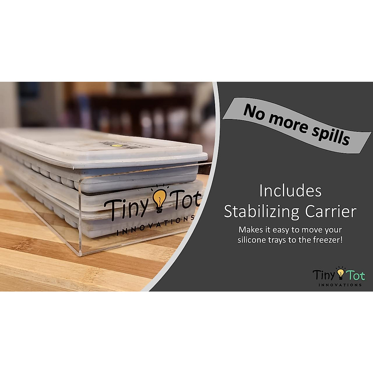 Breast Milk Freezer Storage Trays w/Carrier, 10-1oz Bars, 2 Silicone Containers w/Silicone Lids and Carrier, Food Grade Silicone