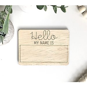 Hello My Name is Baby Announcement, Hospital Sign, Birth Stats, Wood Boho Nursery Round