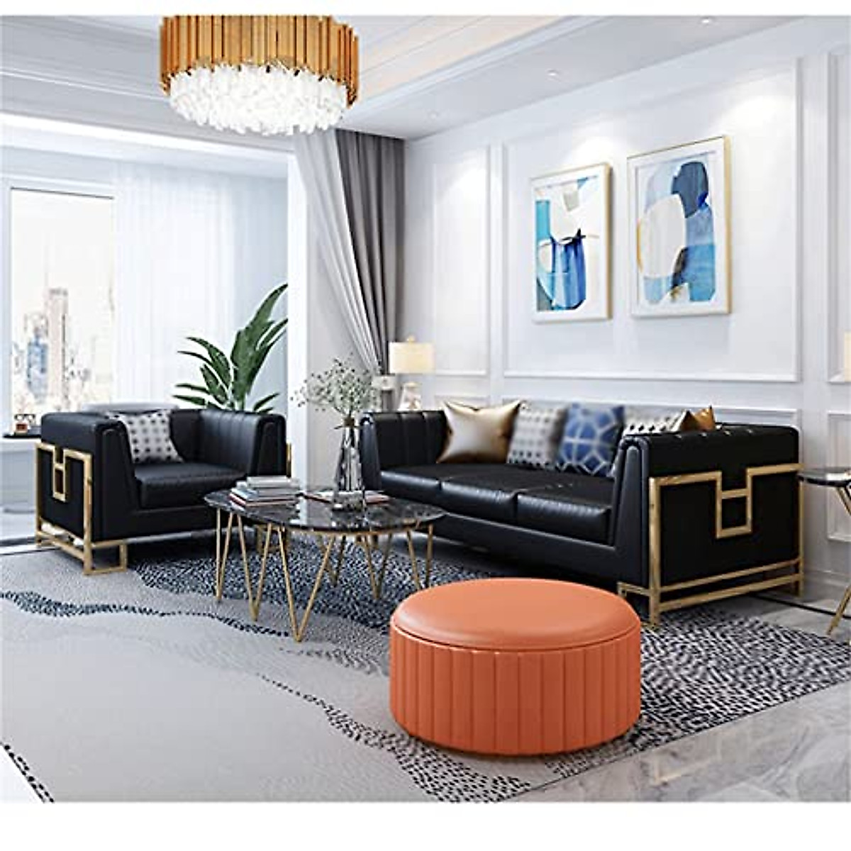 FZZDP Living Room Sofa 3 Seat Lounge Sofa Suitable for Home Or Office Leather Recliner Armchair Furniture