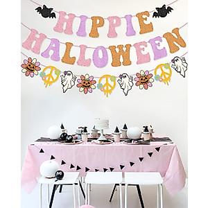 Hippie Halloween Banner Garland for Groovy Hippie Halloween Party Retro Halloween Party Decorations