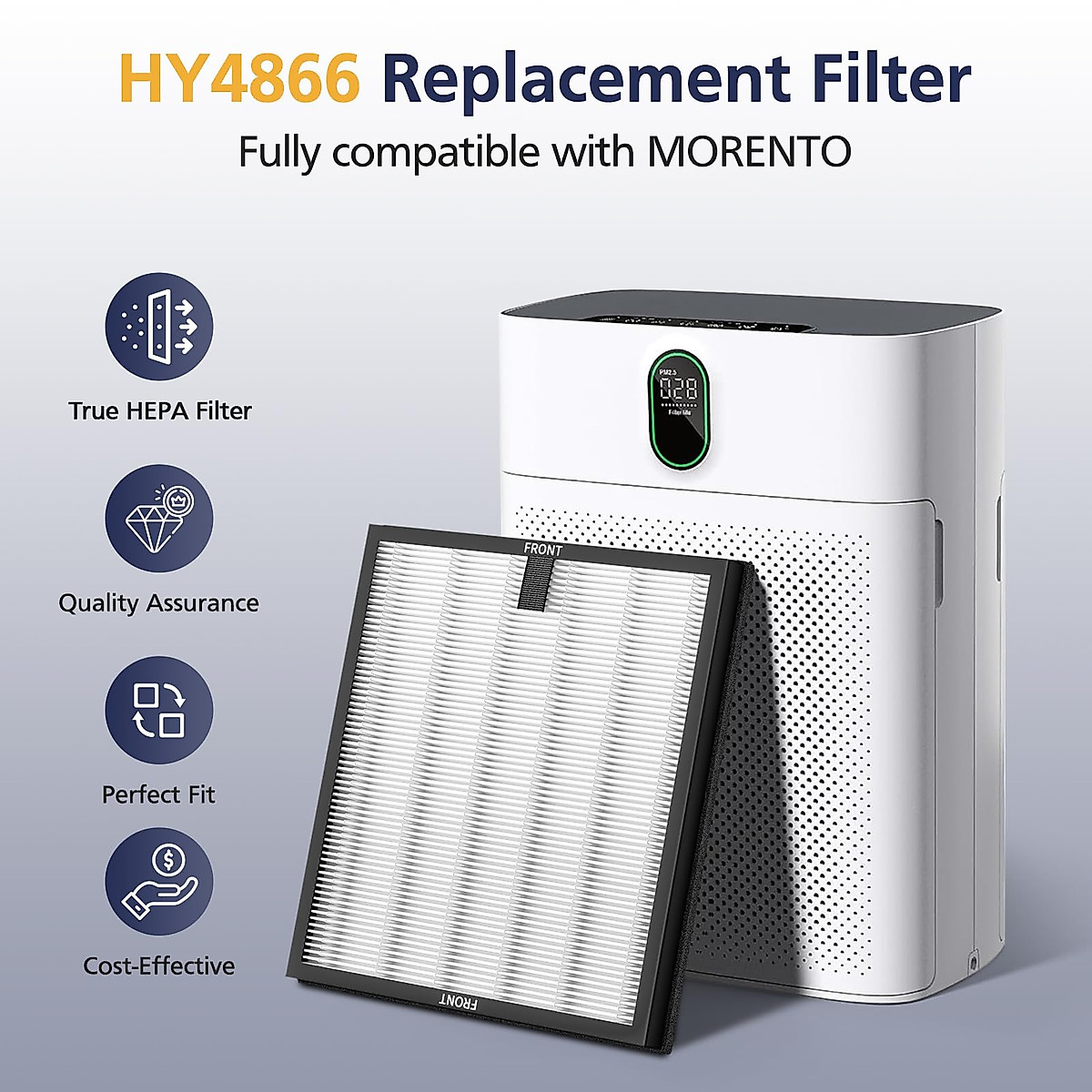 HY4866 Filters Compatible with MORENTO HY4866, WESTHEY HY4866, YIOU M1 Air Purifi-er, 3-in-1 H13 Ture HEPA Replacement Filters (Includes4 Pack Pre-filter) Enhanced Version HY4866 Replacement Filter