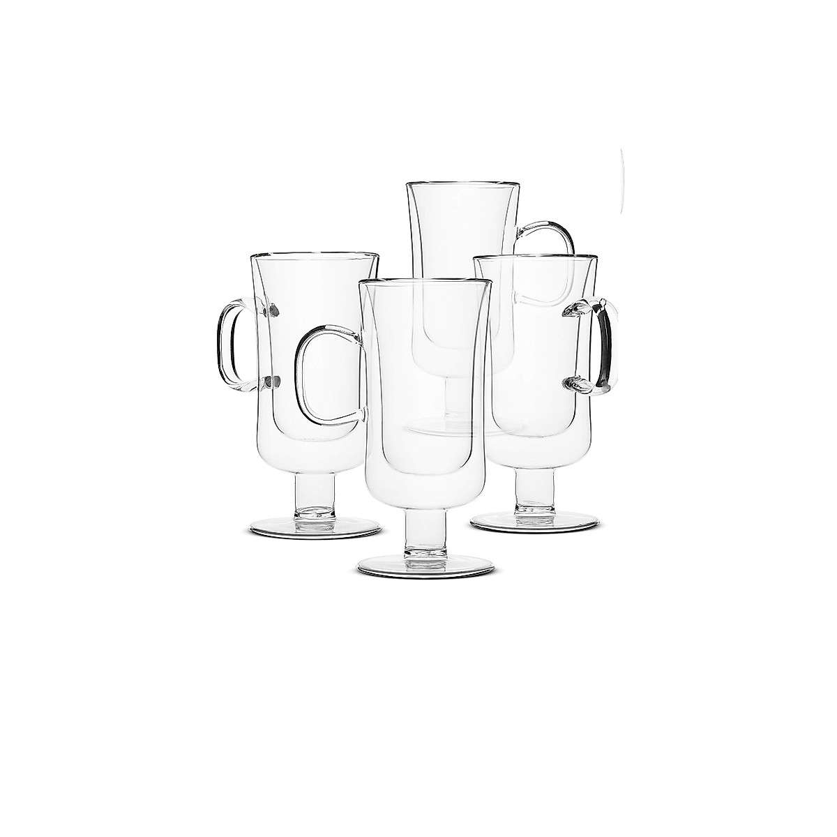 BTaT- Irish Coffee Mug, Coffee Glass, Set of 4 (10oz, 300ml), Double Wall Glass Irish Coffee Cup, Tea Cups, Latte Cups, Glass Coffee Mug, Beer Glasses, Latte Mug, Clear Mugs, Christmas Gifts