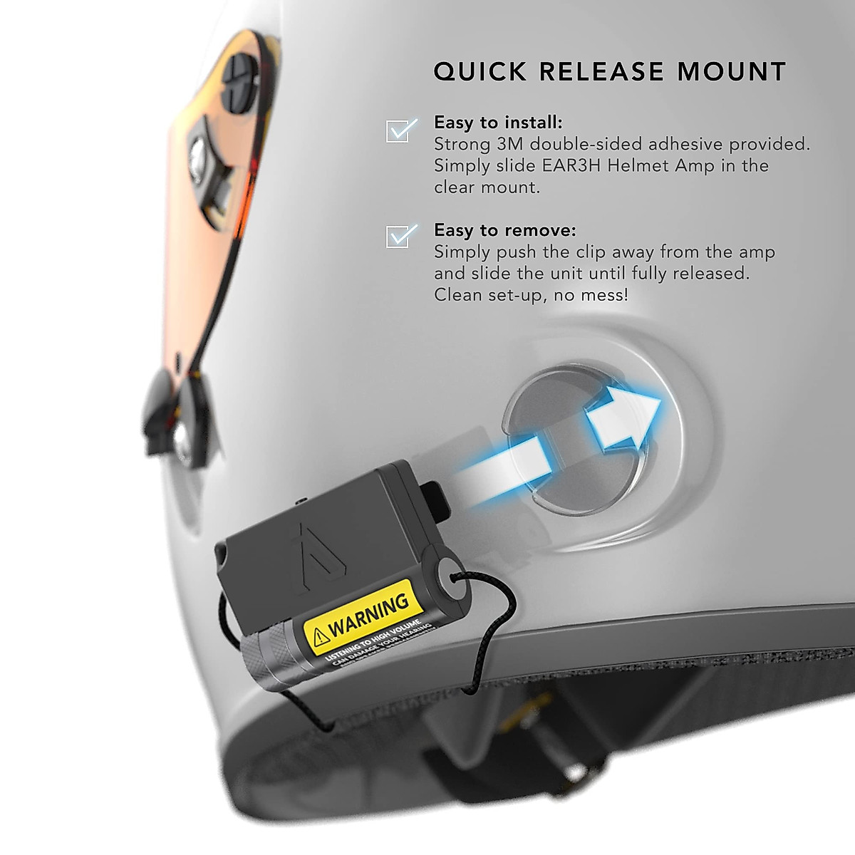 Small Portable Headset Amplifier 3.5mm Input and Output - IASUS EAR3H Amp Boosts 10dB Compatible with Most Helmet Comms and Speakers, Smartphones for Motorcycle, Electric Bike, Scooter Helmets