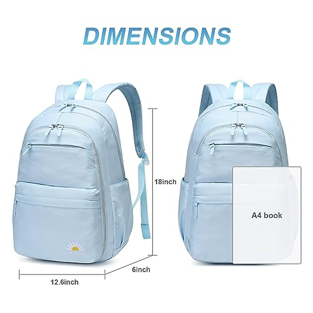Caran·Y Kids' Backpacks Multipurpose, Waterproof,Spacious Lightweight School Bookbag for 15.6-inch Laptop,Bottle Side Pockets and Suitable for Ages 6 and Up Girl Boy Toddler Backpack（Aqua Blue）