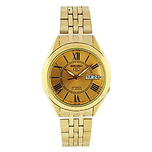 Seiko Men's SNKL38 Gold Plated Stainless Steel Analog with Gold Dial Watch