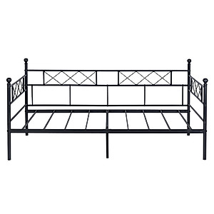Twin Size Daybed Frame, No Box Spring Needed Day Bed Fram, Twin Bed Frames Metal Sofa Bed for Living Room Guest Room Apartment, Black