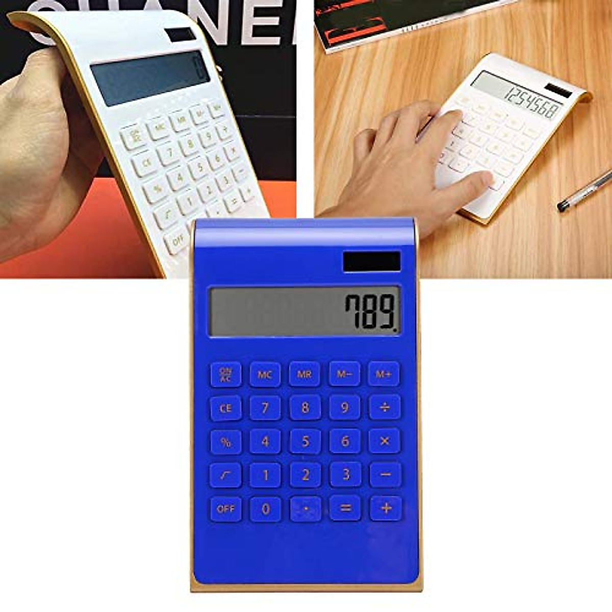 Kadimendium 10 Digits Calculator, Solar Basic Calculator Two Ways to Supply Power LCD Display Financial Calculator Desk Financial Office calculations Basic Mathematics(Blue)
