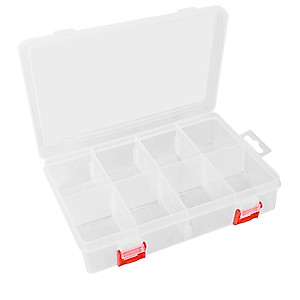 Macroclo 8 Grids Bead Craft Organizers, Small Clear Plastic Storage Box with Removable Dividers Tackle Box Organizer, Compartment Organizer for Jewelry, Tackle, Food Safe Pantry Container.